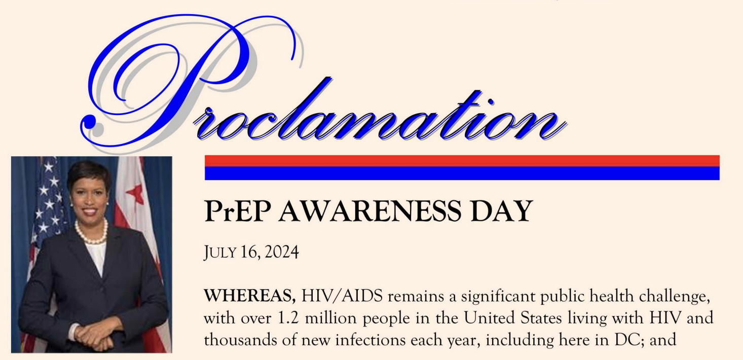 Mayor Muriel Bowser Proclaims July 16th as PrEP Awareness Day in ...